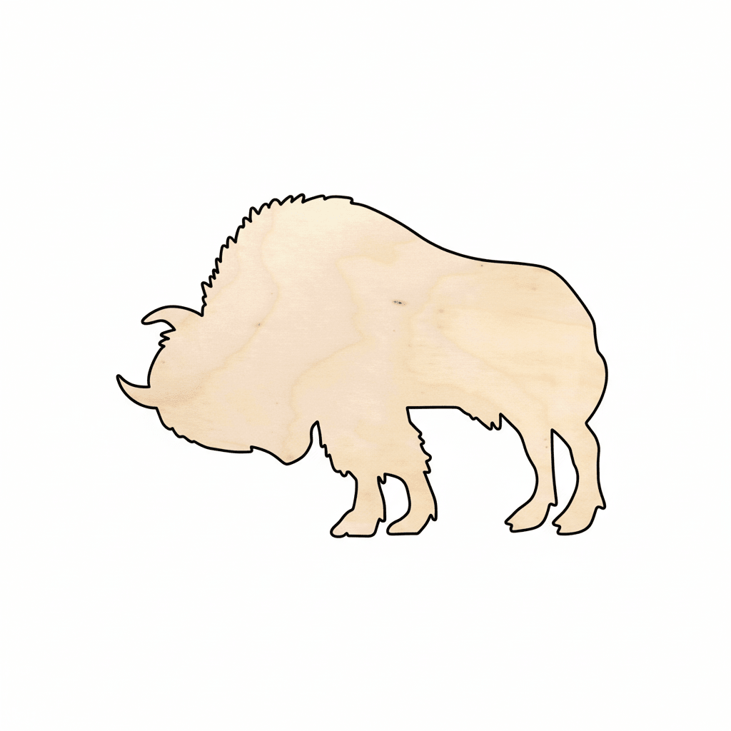 Unfinished Wood Shape Cut Out Unfinished Wood Buffalo Bison with Horn ...