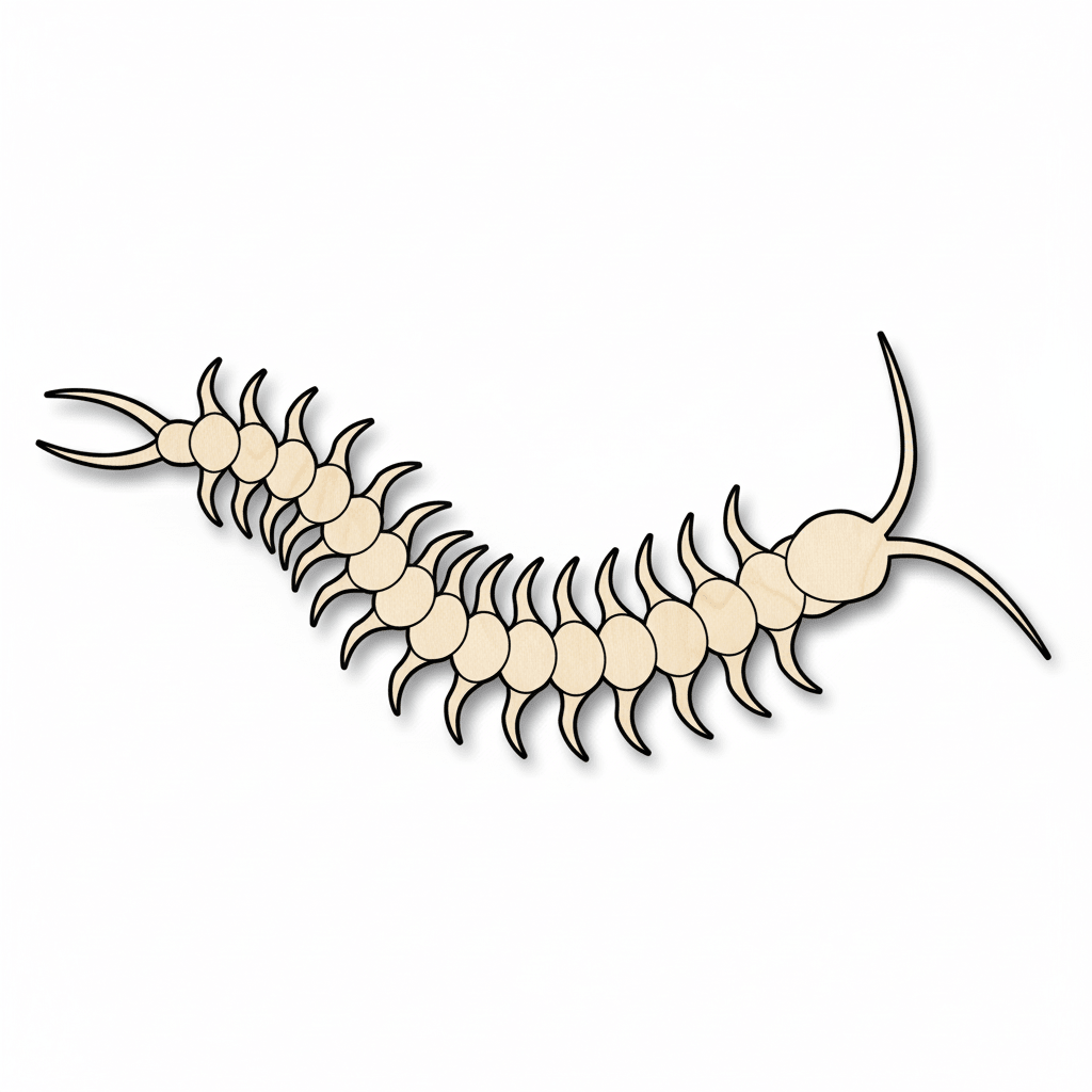 Unfinished Wood Shape Cut Out Unfinished Wood Centipede Shape - Insect ...