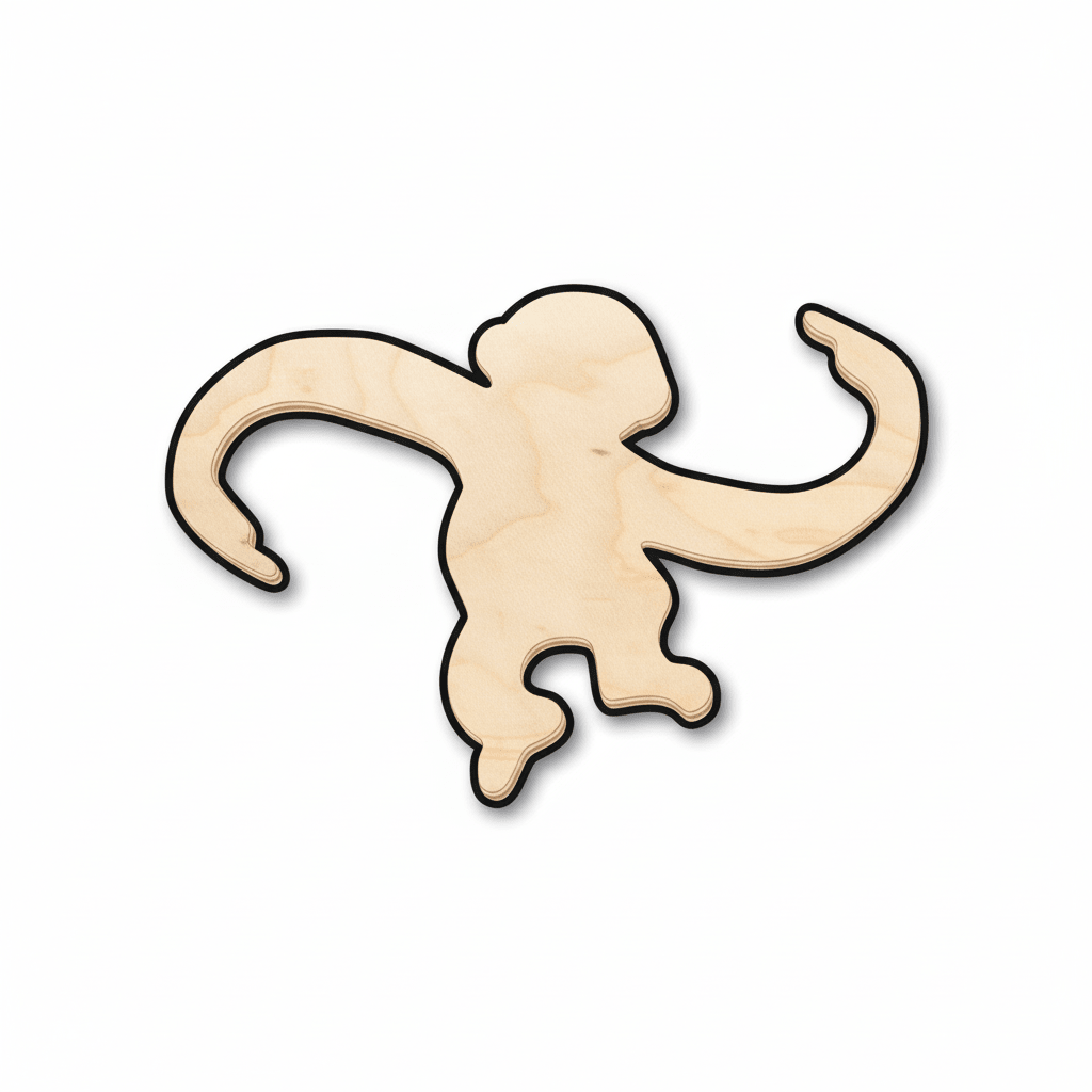 Unfinished Wood Shape Cut Out Unfinished Wood Goofy Monkey Shape ...
