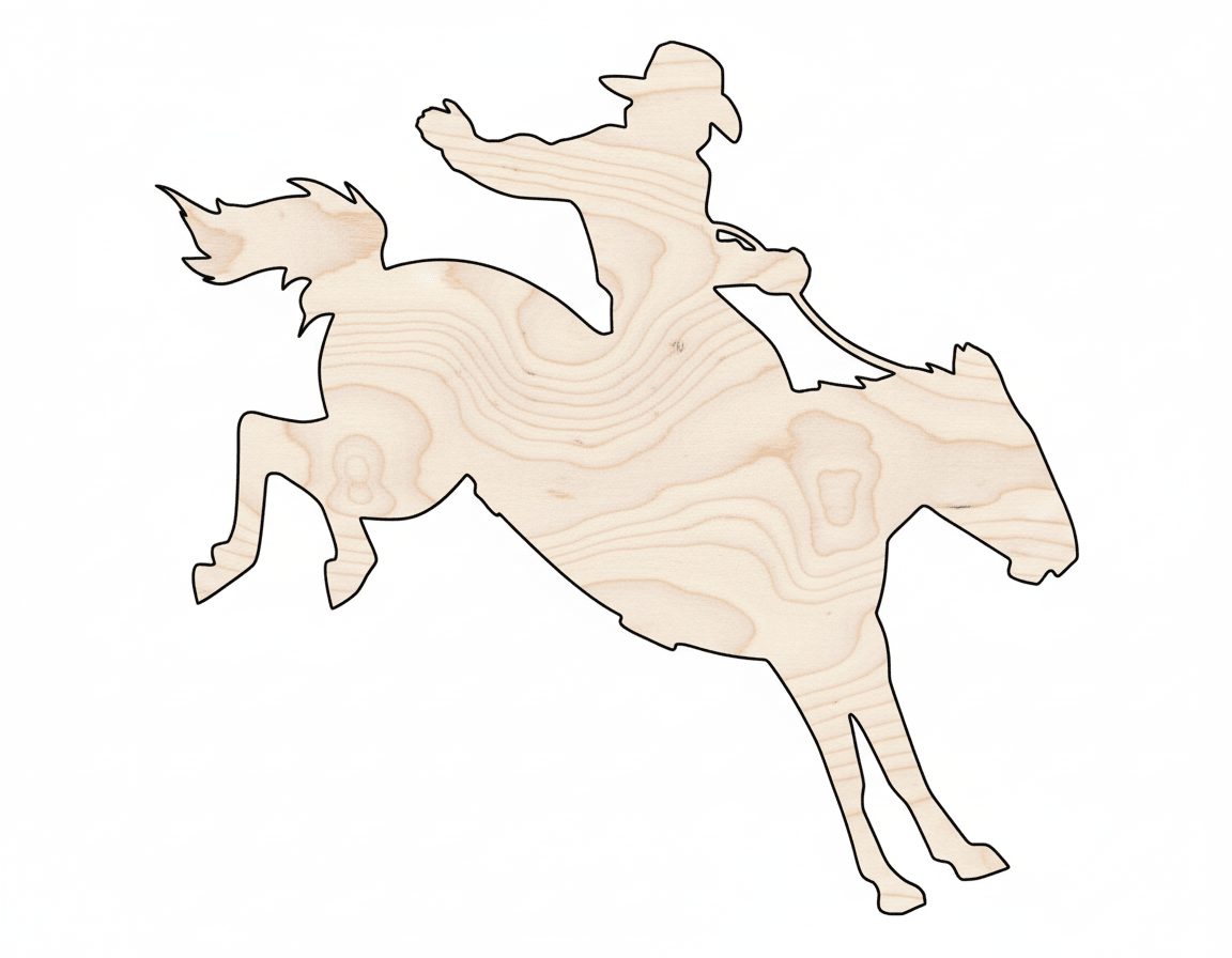 Unfinished Wood Shape Cut Out Unfinished Wood Rodeo Cowboy Shape | DIY ...