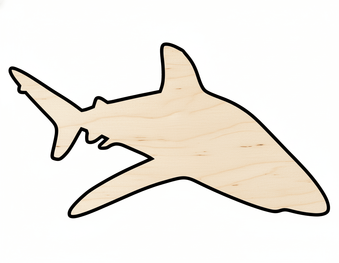 Unfinished Wood Shape Cut Out Wood Sand Tiger Shark Shape DIY Craft ...