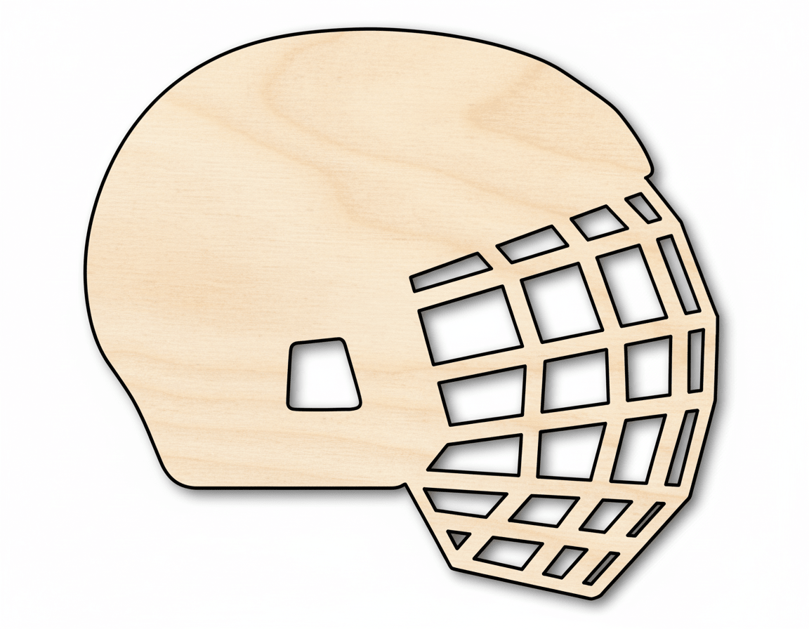 Unfinished Wood Shape Cut Out Wood Hockey Helmet with Cage Shape DIY ...