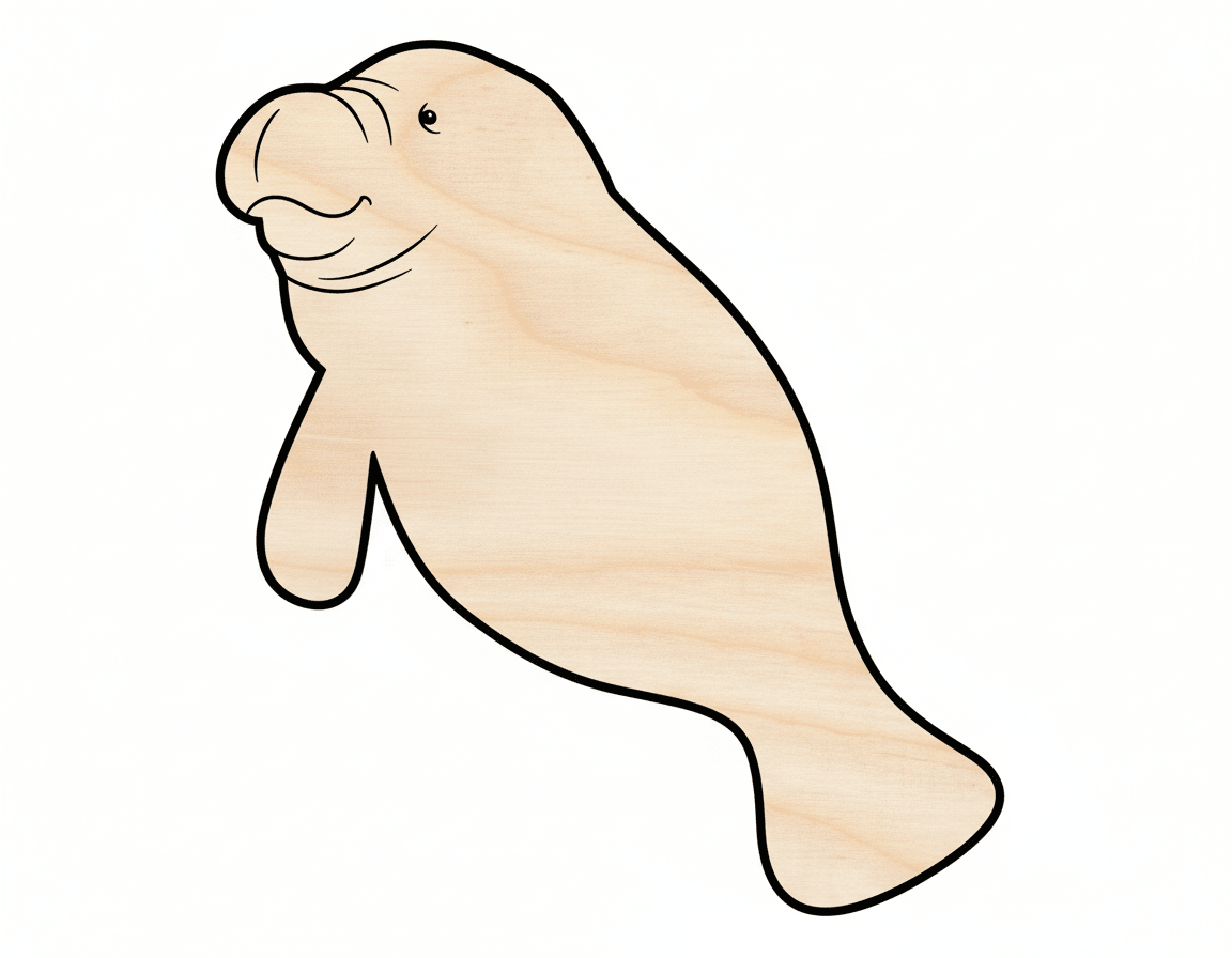 Unfinished Wood Shape Cut Out Unfinished Wood Cute Manatee Shape ...