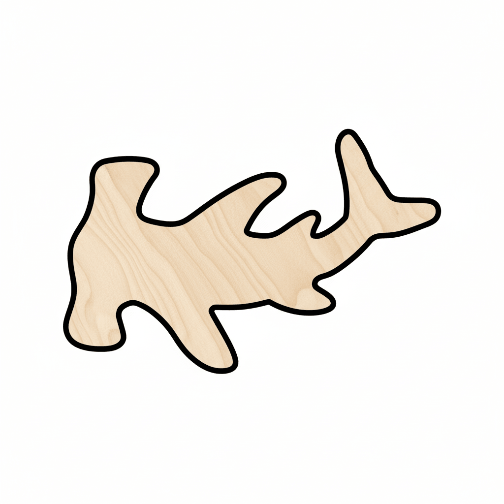 Unfinished Wood Shape Cut Out Unfinished Wood Hammerhead Shark Shape ...